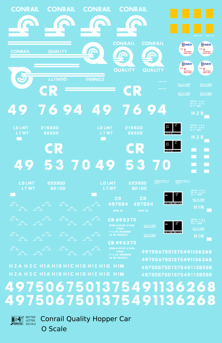 Conrail Open Hopper White Conrail Quality - Decal - Choose Scale – K4 ...