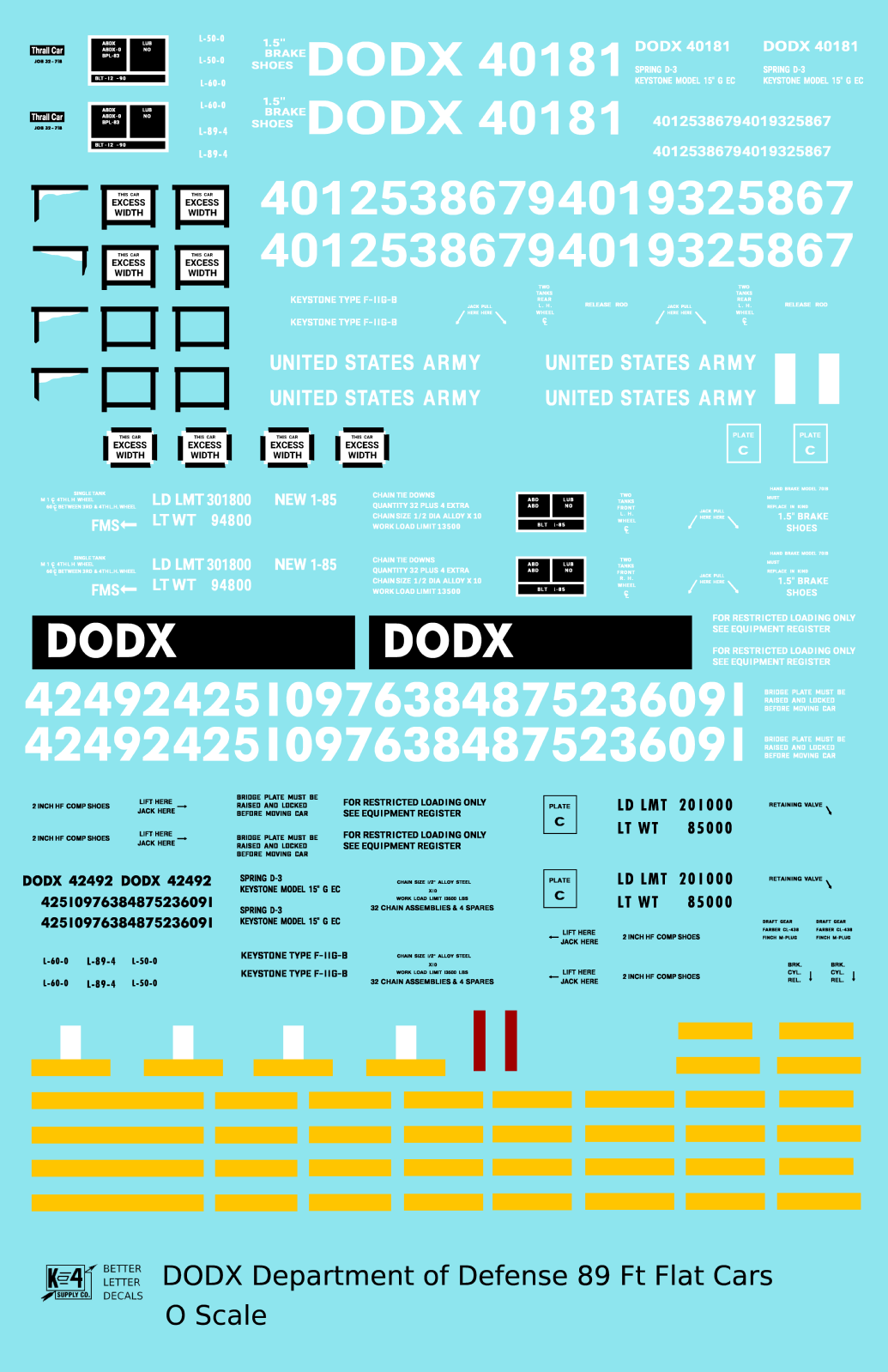 Department Of Defense Army DODX Flat Car - Decal - Choose Scale – K4 ...