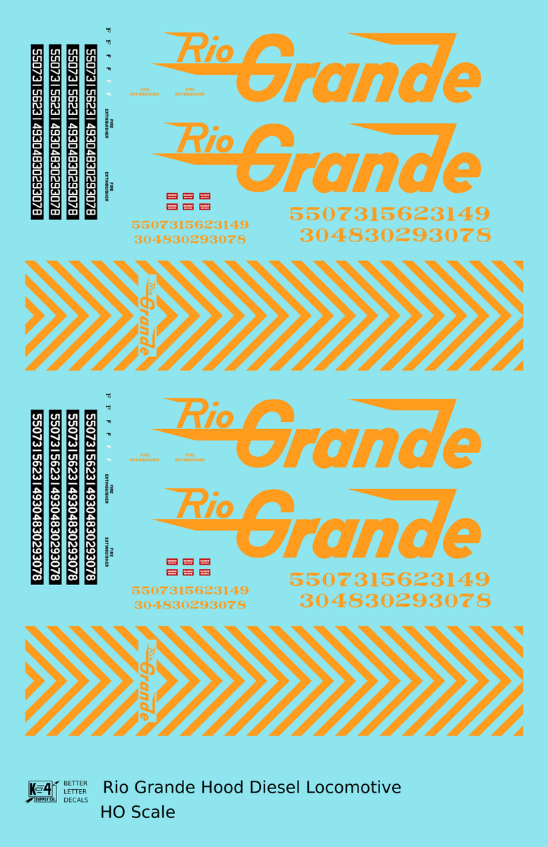 Rio Grande Hood Diesel Orange Large Letter - Decal - Choose Scale – K4 ...