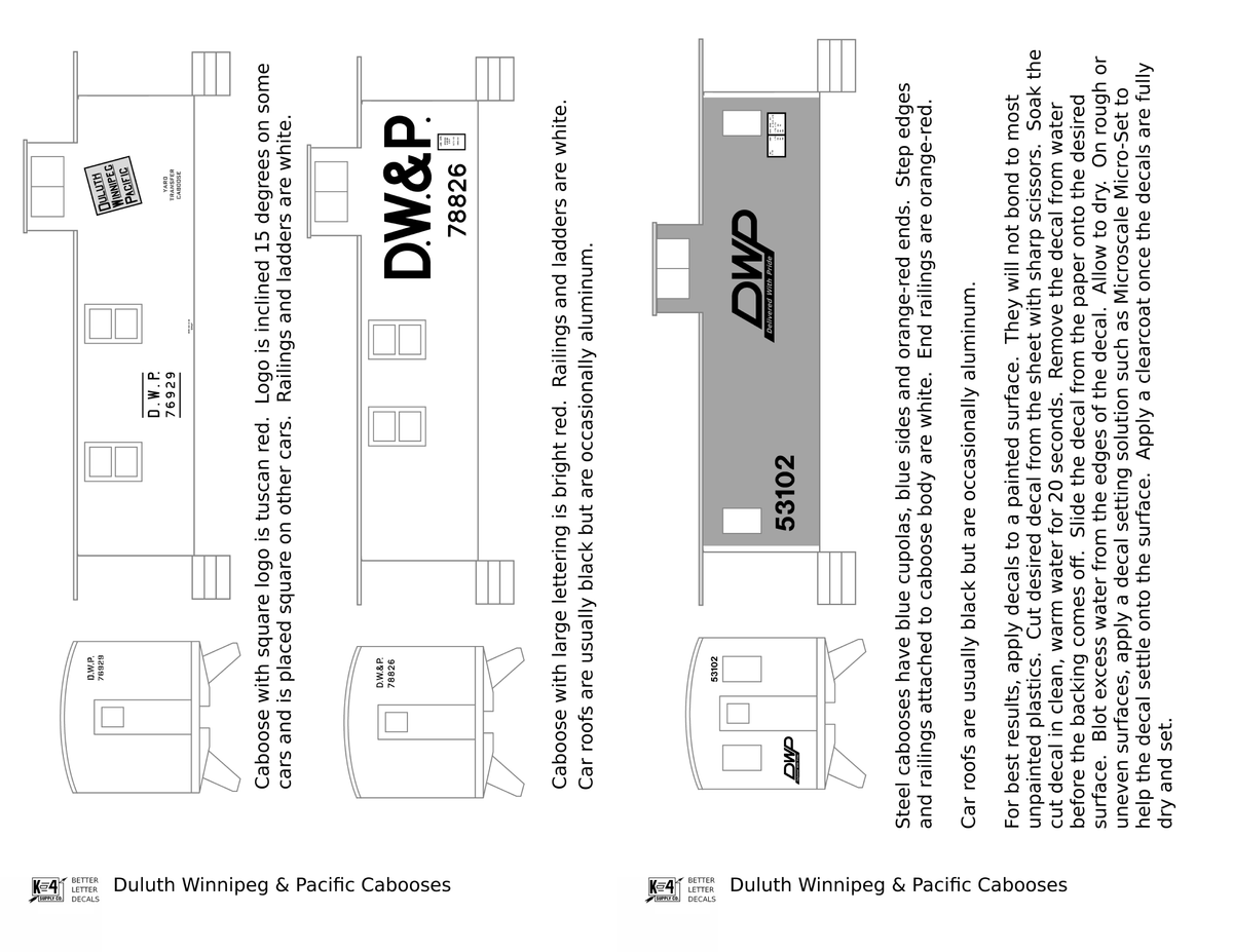 Duluth Winnipeg and Pacific Caboose White - Decal - Choose Scale – K4 ...