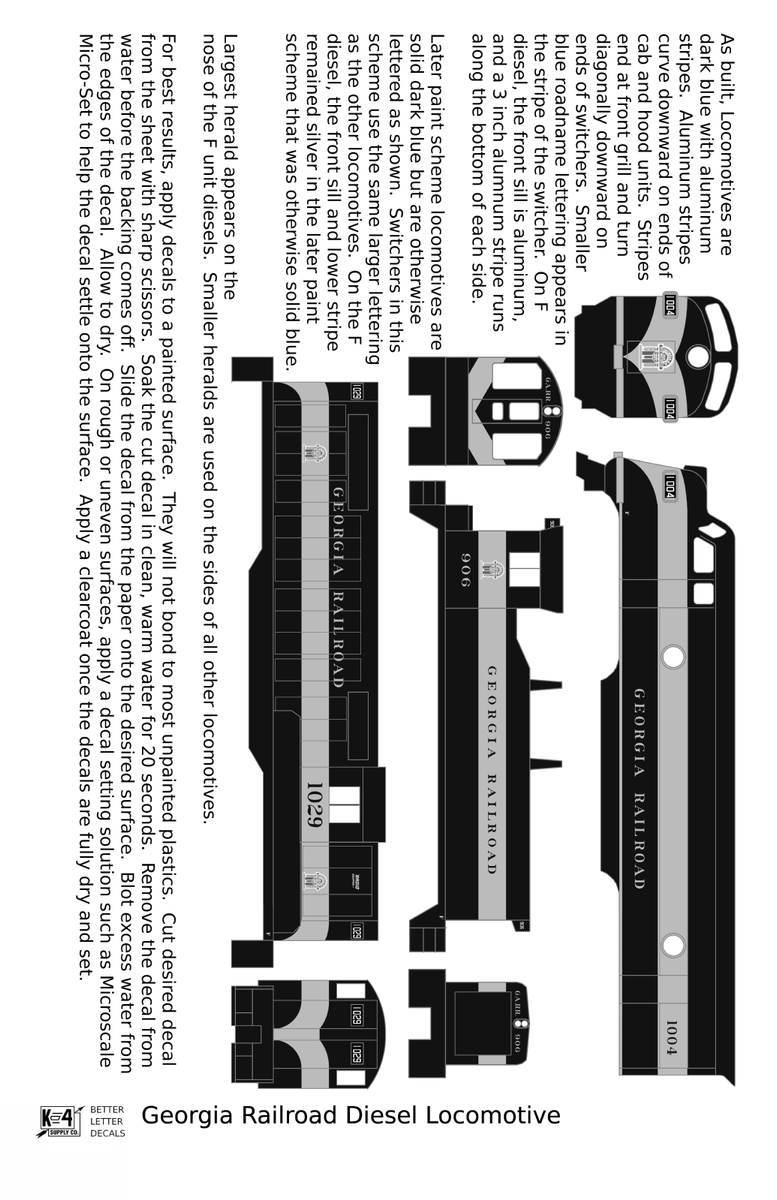 Georgia Railroad Diesel Locomotive Silver and Blue - Decal - Choose Sc ...