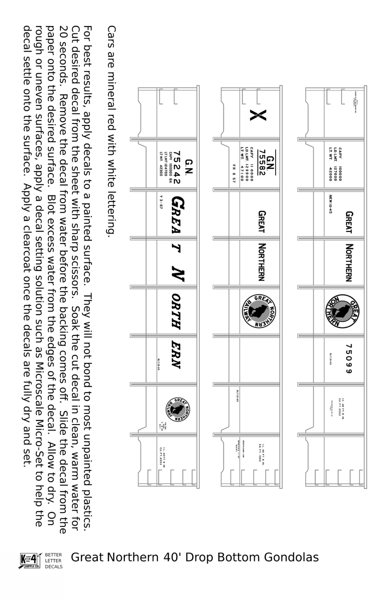 Great Northern 40 Ft Drop Bottom Gondola White and Black - Decal - Cho ...