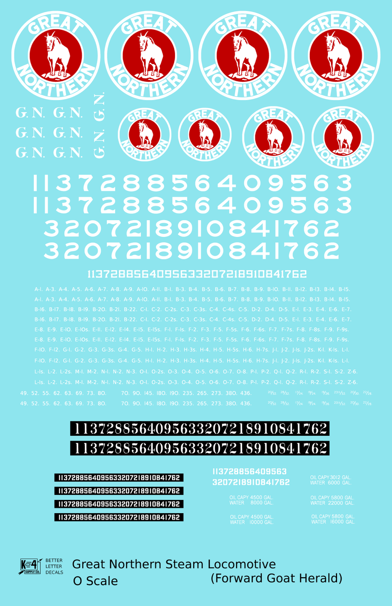 Great Northern Steam Locomotive White and Red Forward Goat - Decal - C ...