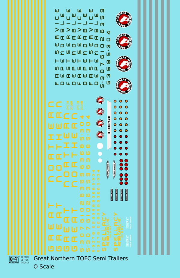 Great Northern TOFC Piggyback Semi Trailer - Decal - Choose Scale – K4 ...