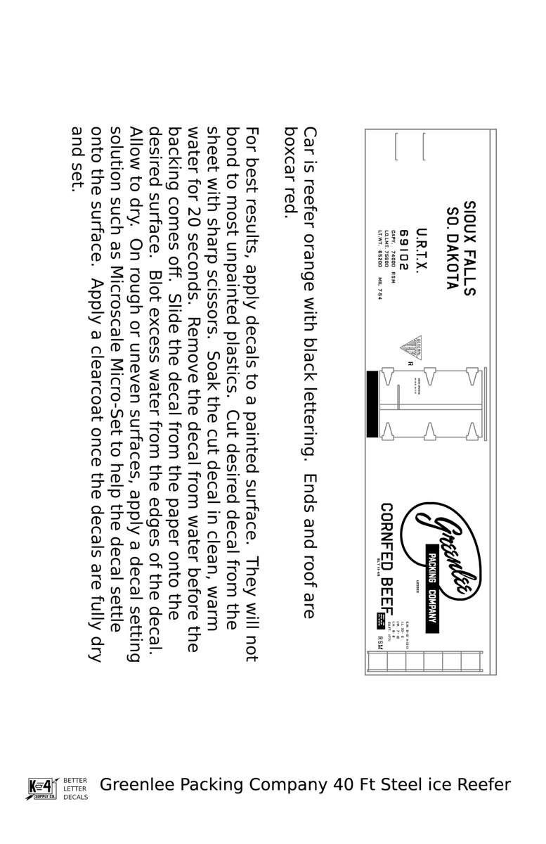 Greenlee Packing Co 40 Ft Steel Ice Reefer South Dakota - Decal - Choo ...