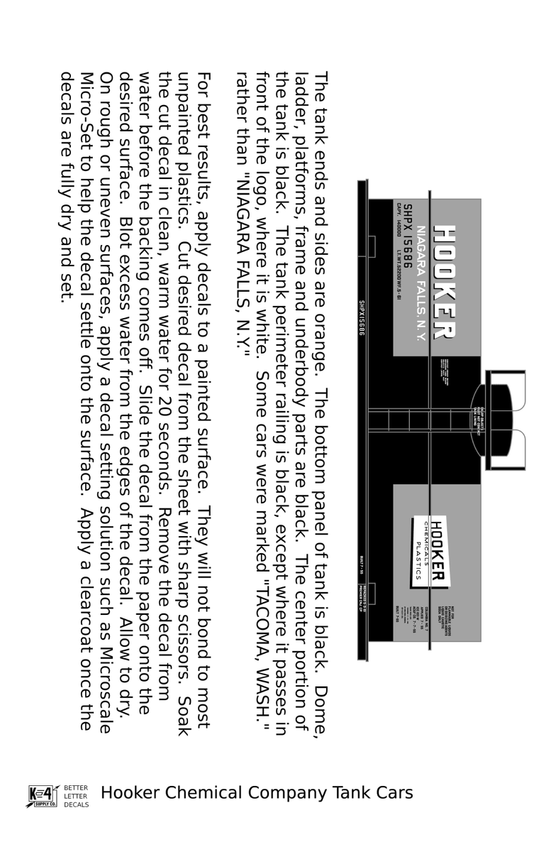 Hooker Chemical Tank Car White and Black Niagara Falls - Decal - Choos ...