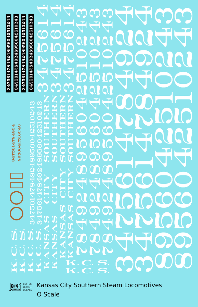 Kansas City Southern Steam Locomotive White - Decal - Choose Scale – K4 ...