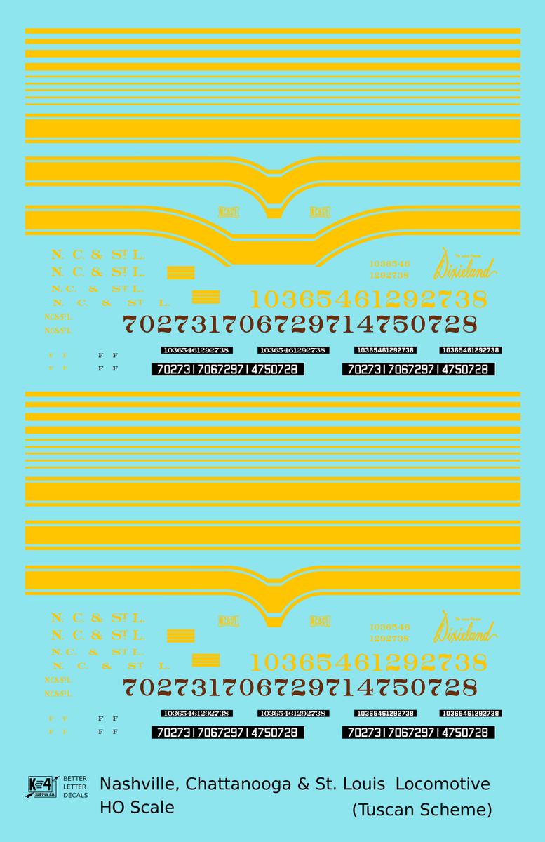 Ncstl Diesel Locomotive Yellow For Tuscan Locomotives - Decal - Choose ...