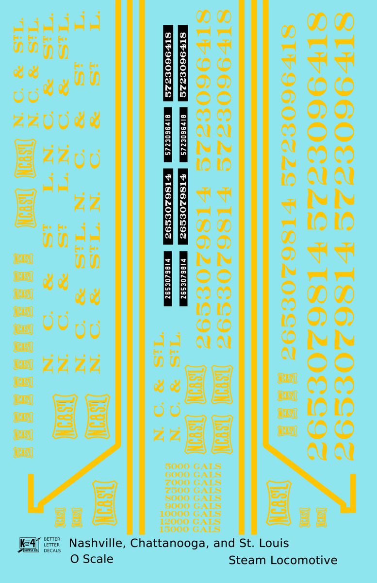 Nashville, Chattanooga and St Louis Steam Locomotive NC&StL - Decal ...