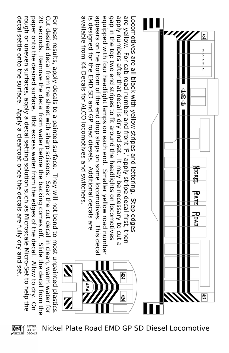 Nickel Plate Road EMD Diesel Locomotive Yellow - Decal - Choose Scale ...