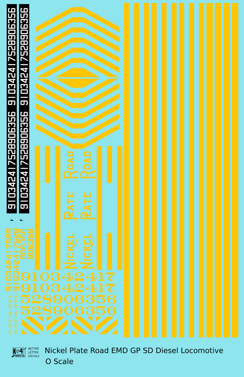 Nickel Plate Road EMD Diesel Locomotive Yellow - Decal - Choose Scale ...