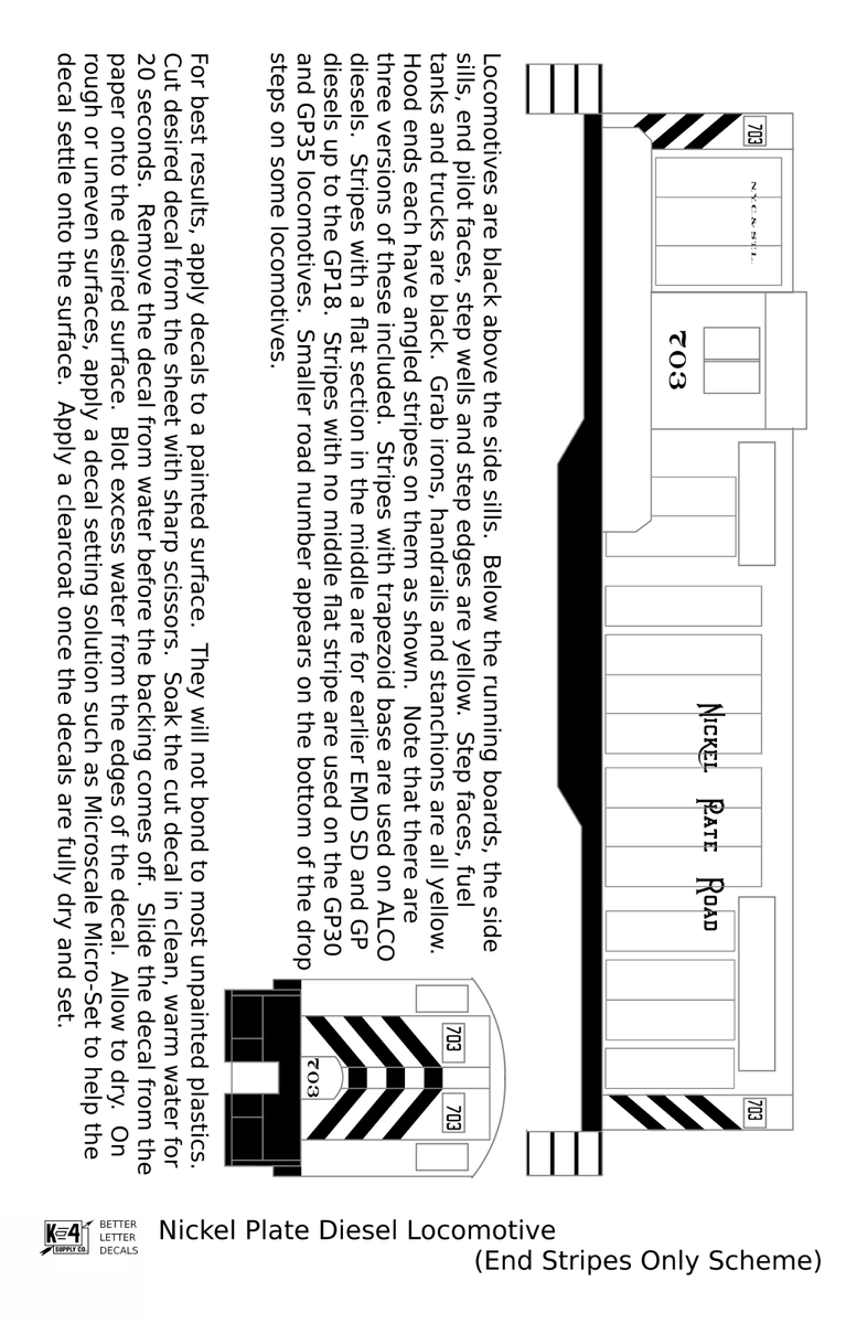 Nickel Plate Road Diesel Locomotive Yellow Simplified Scheme - Decal ...