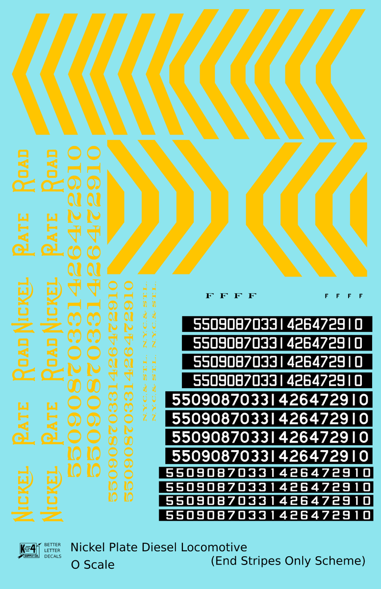 Nickel Plate Road Diesel Locomotive Yellow Simplified Scheme - Decal ...