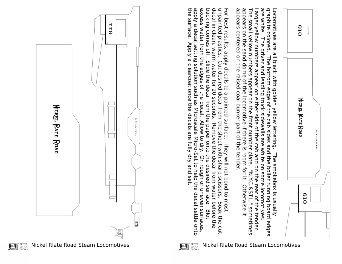 Nickel Plate Road Steam Locomotive Yellow - Decal - Choose Scale – K4 ...
