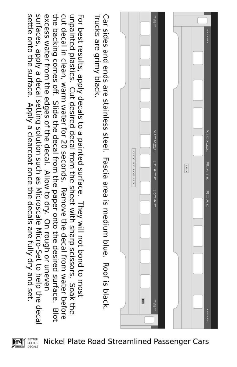 Nickel Plate Road Streamlined Passenger Car Blue and White - Decal - C ...