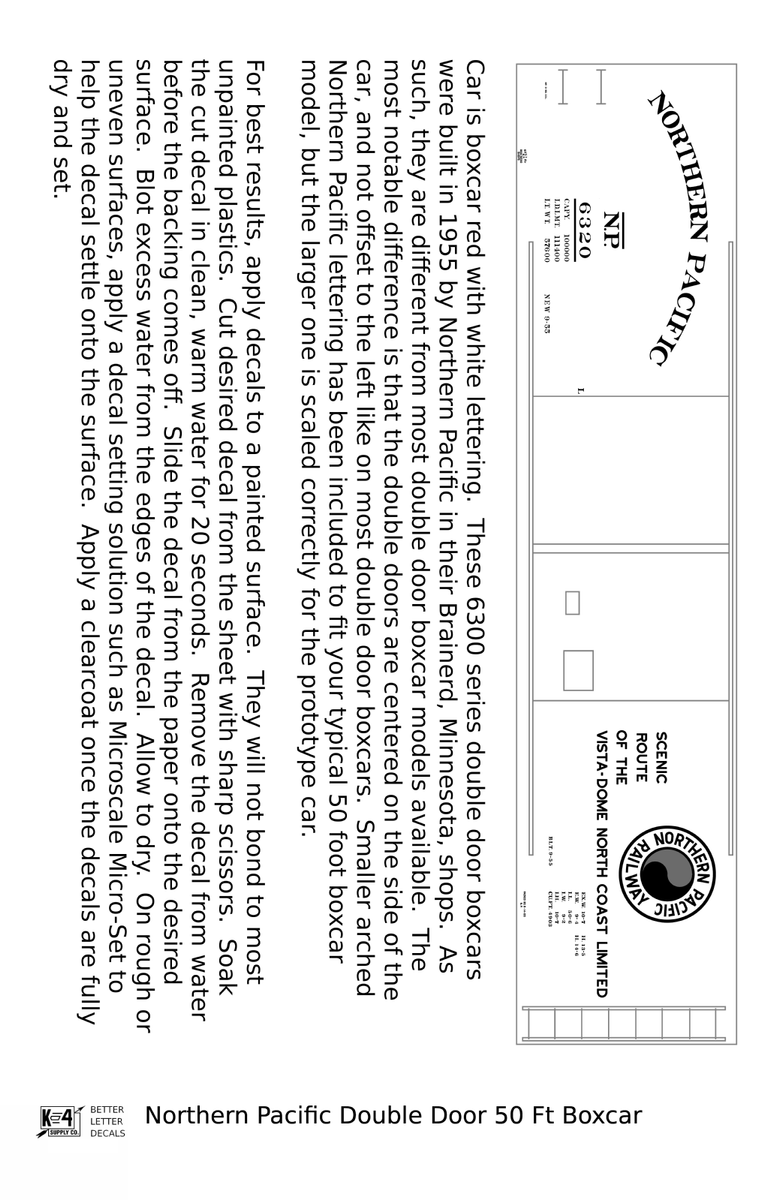 Northern Pacific 50 Ft Double Door Boxcar White - Decal - Choose Scale ...