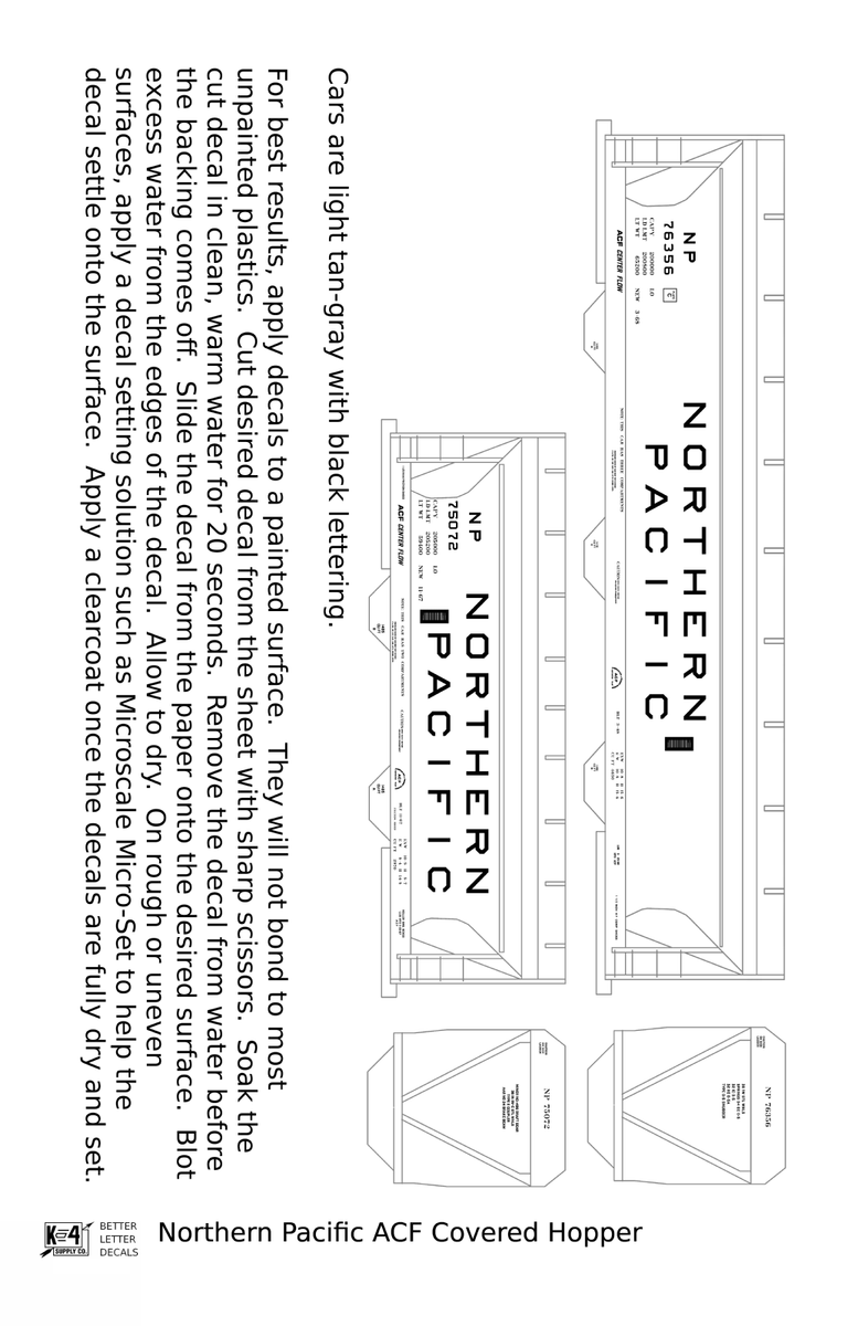 Northern Pacific ACF Covered Hopper Black - Decal - Choose Scale – K4 ...