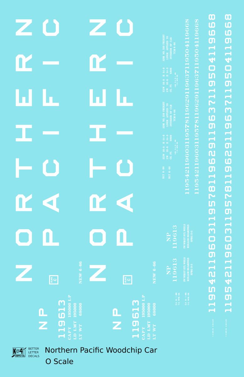 Northern Pacific Woodchip Gondola White - Decal - Choose Scale – K4 ...