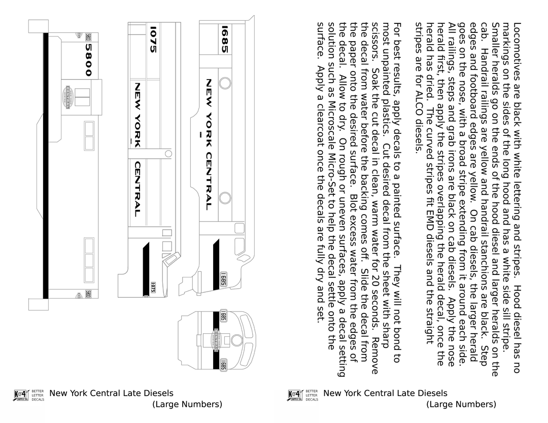 New York Central Cigar Band Diesel White Big Numbers - Decal - Choose ...