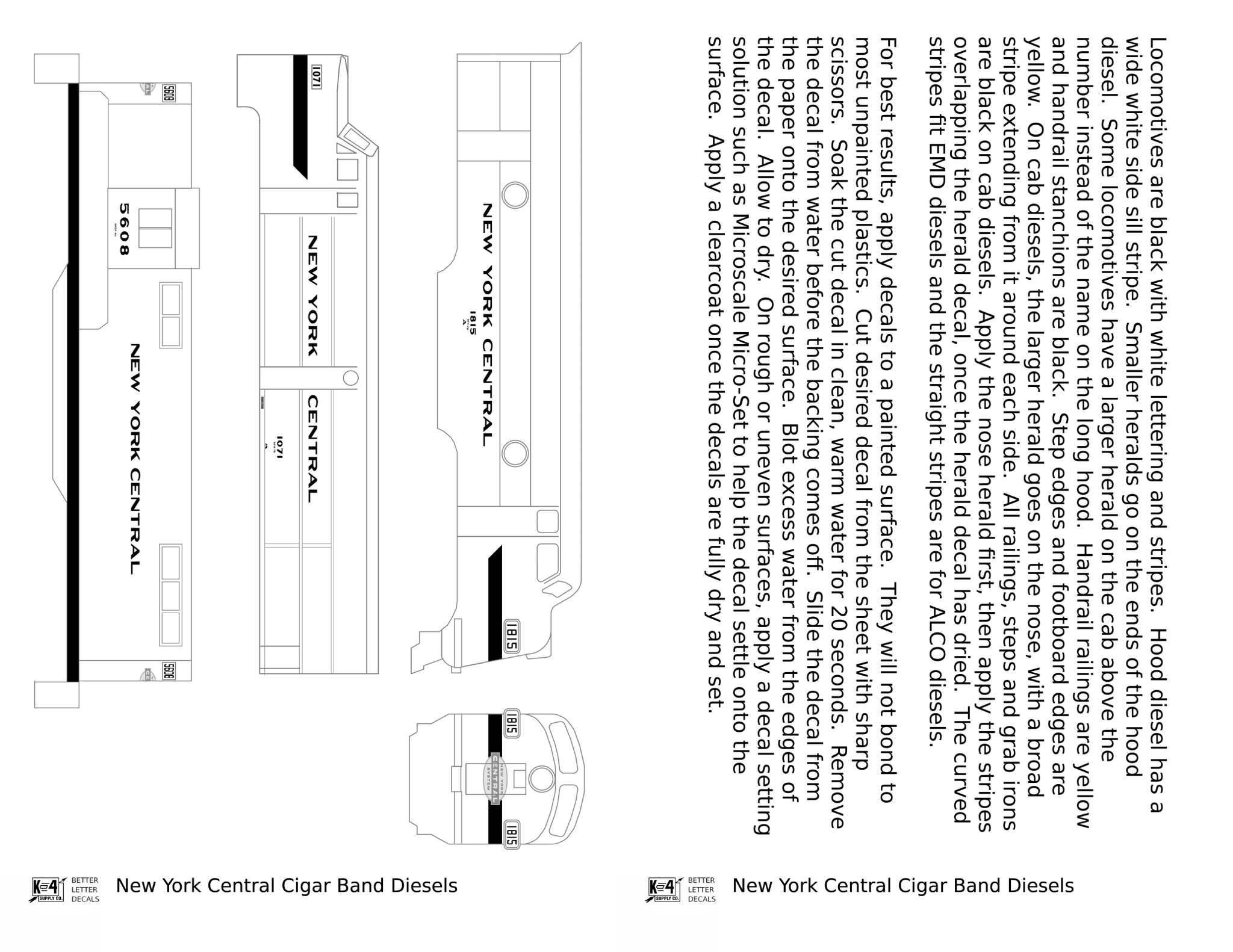 New York Central Cigar Band Diesel White Small Numbers - Decal - Choos ...