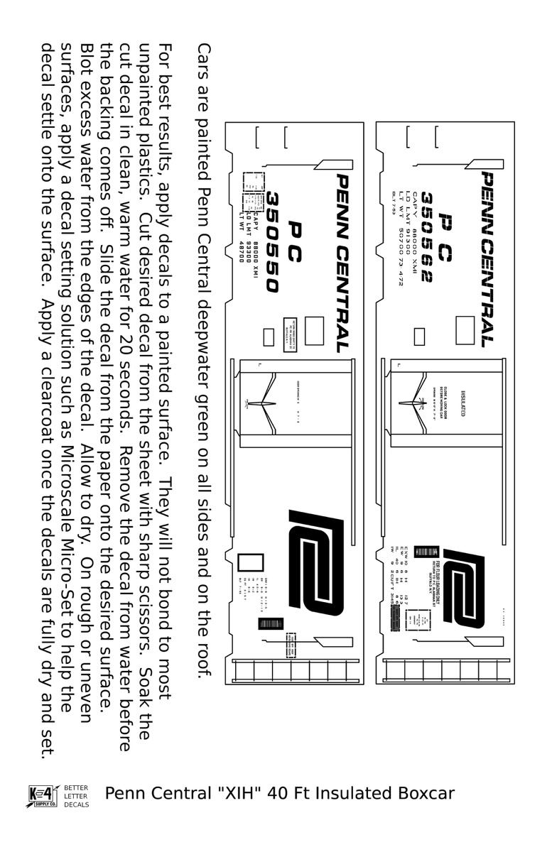 Penn Central XIH 40 Ft 40 Ft Insulated Boxcar White Ex-NH Cars - Decal ...