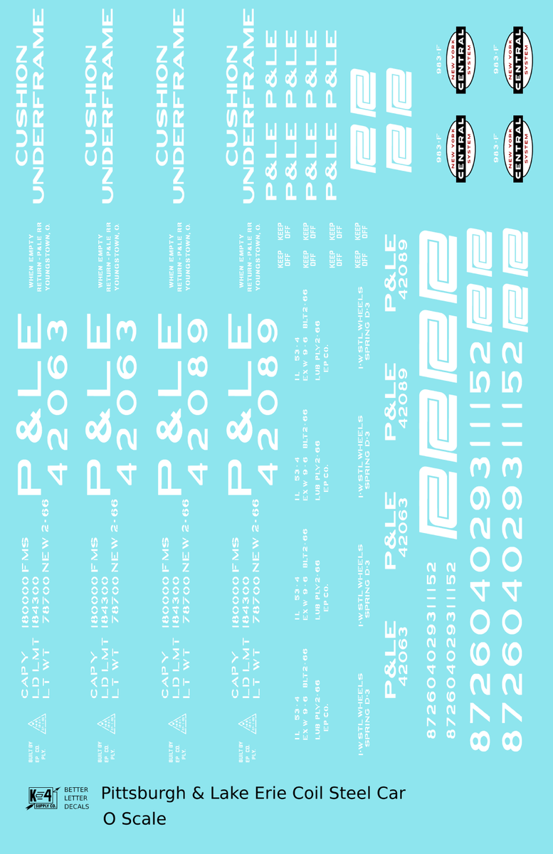 Pittsburgh and Lake Erie Coil Steel Car White P&LE NYC New York Centra ...