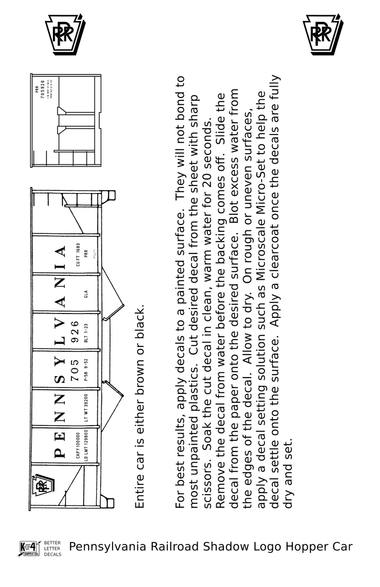Pennsylvania Railroad PRR Twin Hopper Car White Shadow Herald - Decal ...