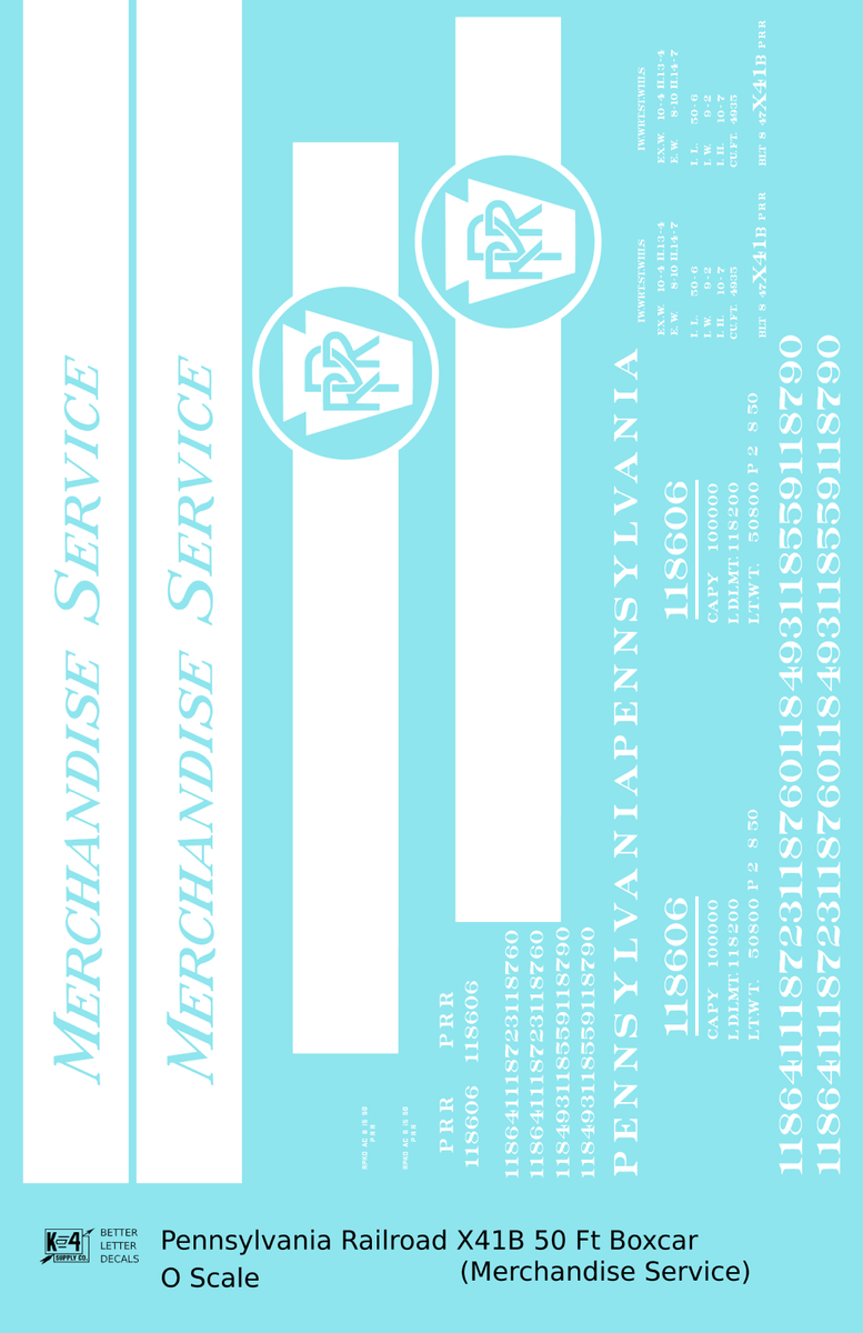 Pennsylvania Railroad 50 Ft Merchandise Service Boxcar White All White ...