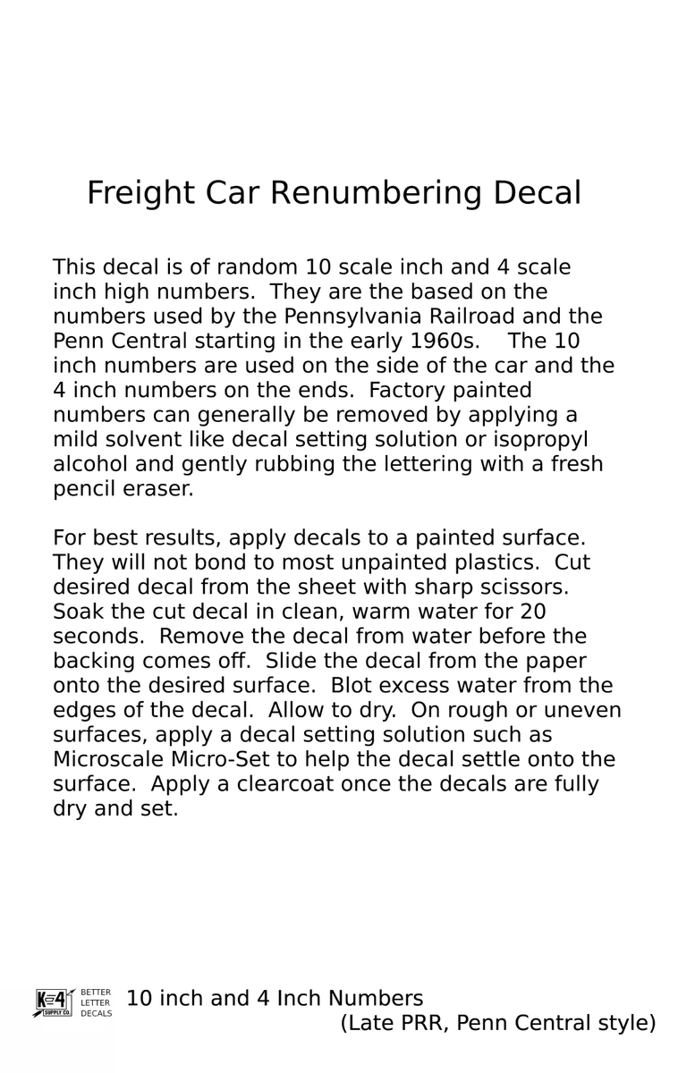 Late PRR Pennsylvania/Penn Central 10 Scale Inch Gothic Freight Car Nu ...