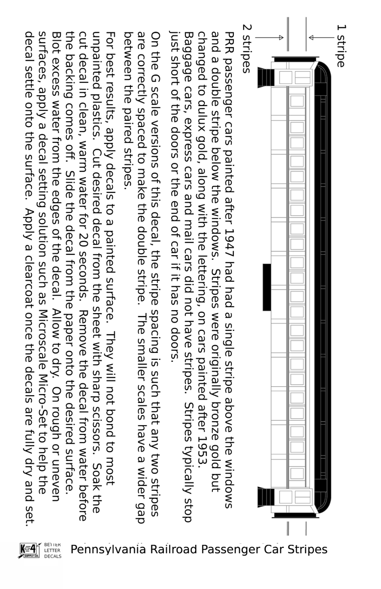 Pennsylvania Railroad Passenger Car Stripes Bronze Gold - Decal - Choo ...