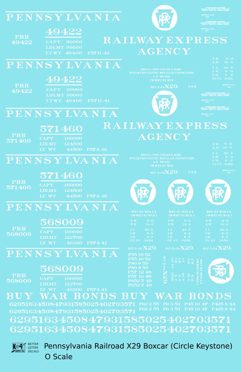 Pennsylvania Railroad PRR X29 Boxcar White Circle Keystone - Decal - C ...