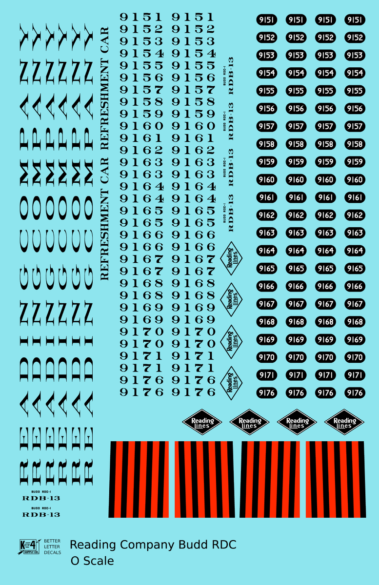 Reading Budd RDC Rail Diesel Car Black - Decal - Choose Scale – K4 ...