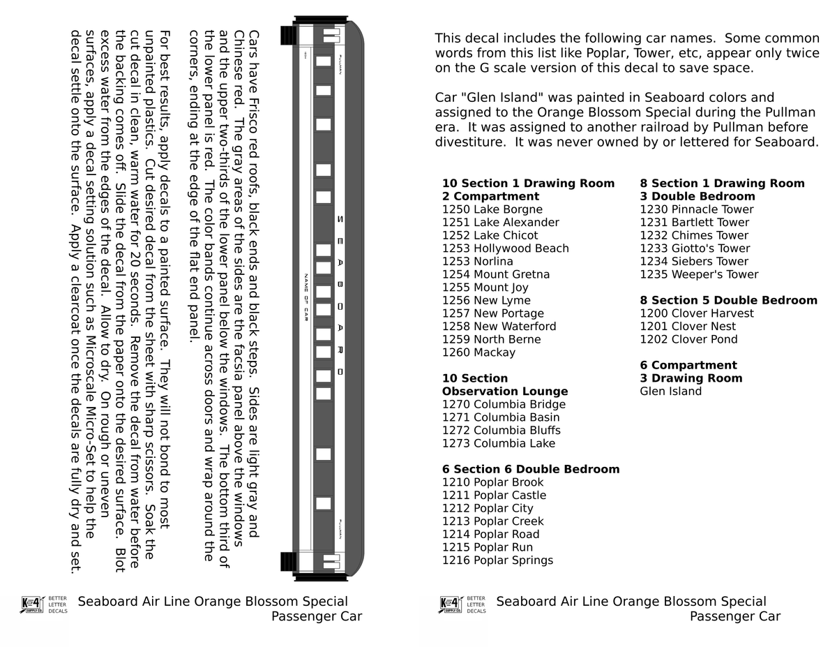 Seaboard Air Line Orange Blossom Special Passenger Car Red - Decal - C ...