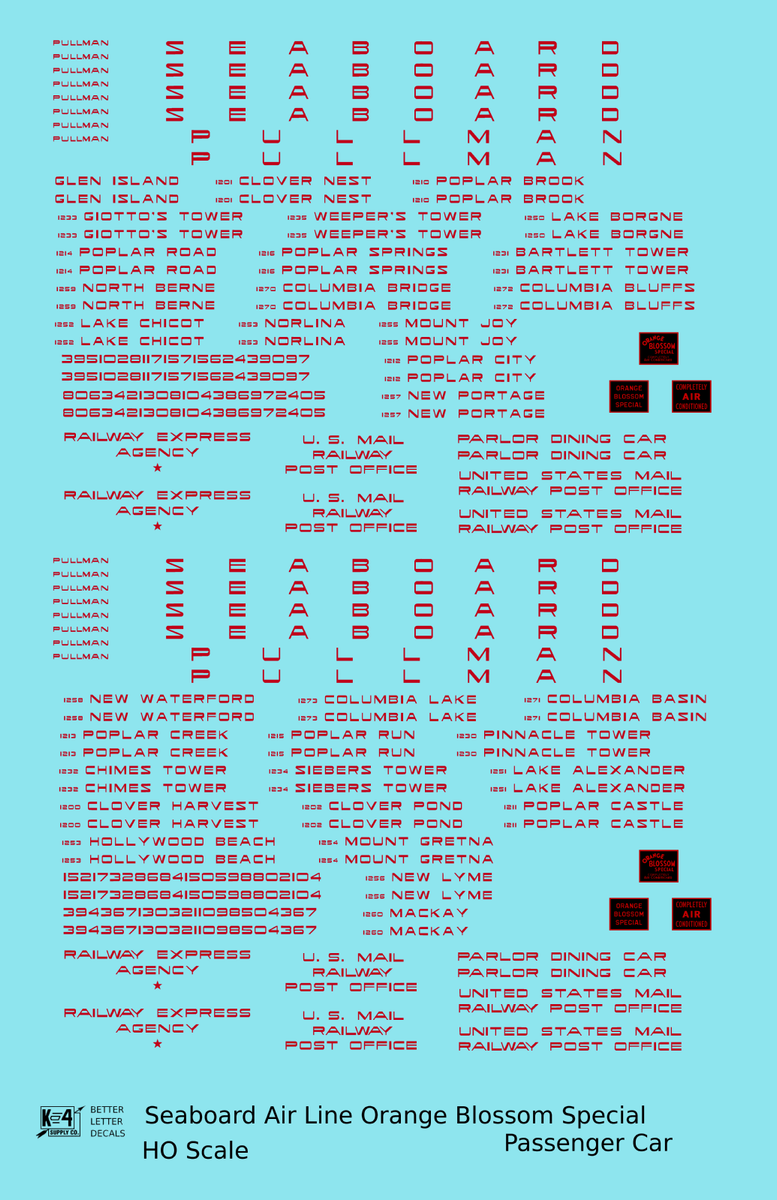 Seaboard Air Line Orange Blossom Special Passenger Car Red - Decal - C ...