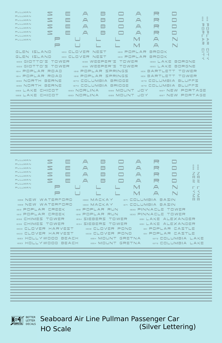 Seaboard Air Line Ex-Pullman Sleeper Passenger Car Silver - Decal - Ch ...