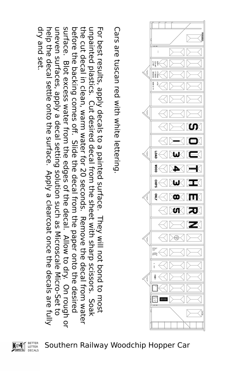 Southern Railway Woodchip Hopper Car White - Decal - Choose Scale – K4 ...