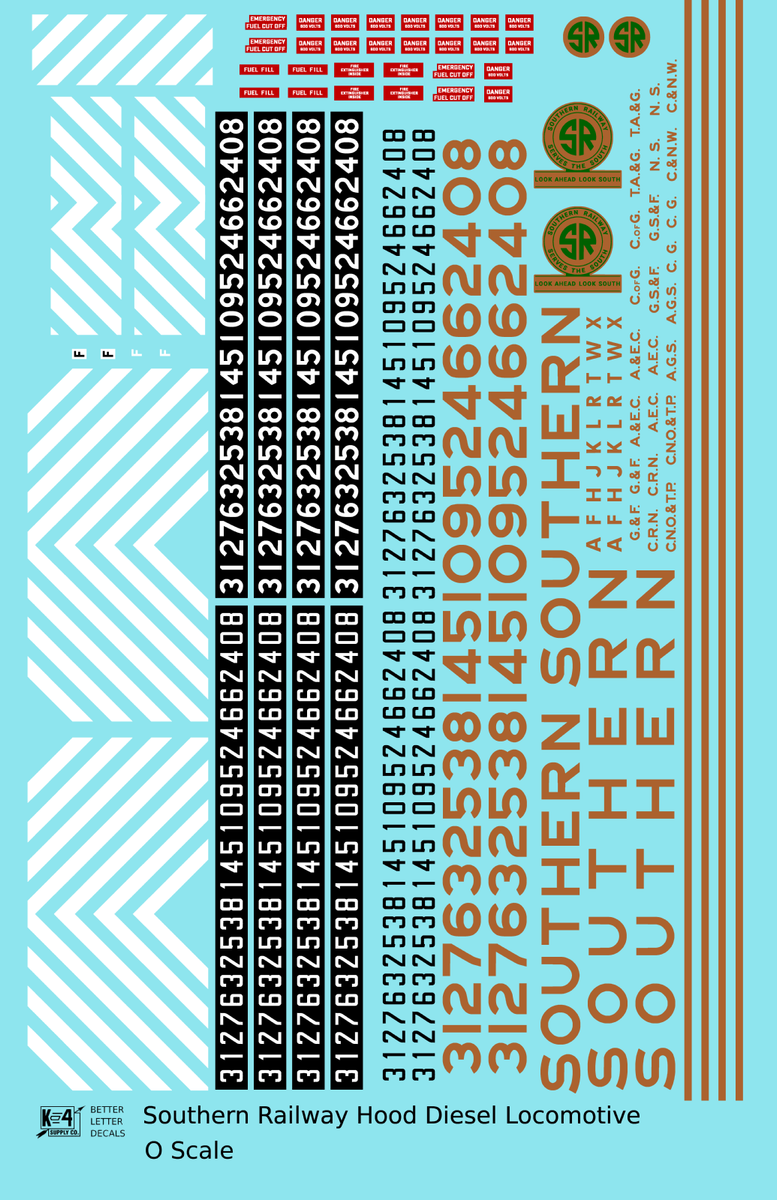 Southern Railway Hood Diesel Locomotive Gold Black Scheme - Decal - Ch ...