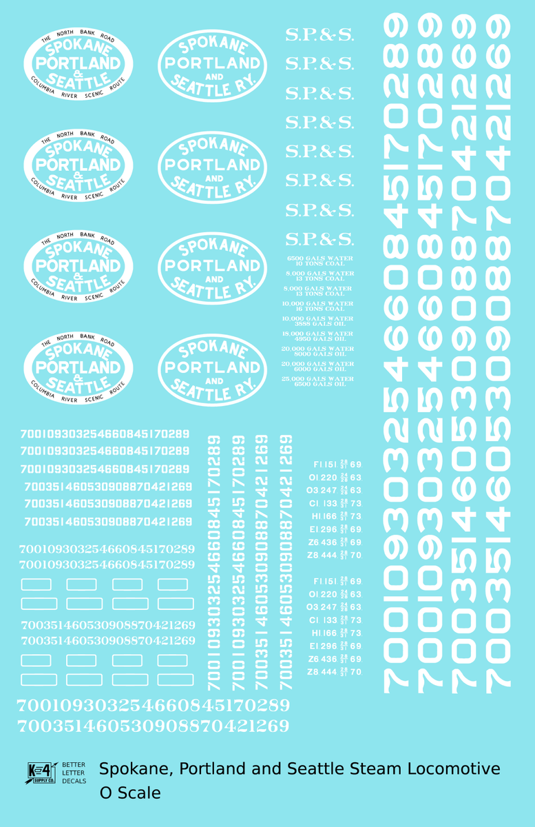 Spokane Portland and Seattle Steam Locomotive White - Decal - Choose S ...