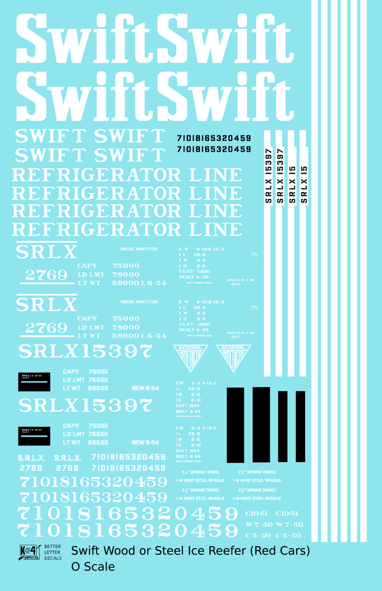 Swift Refrigerator Line Steel Reefer White For Red Car - Decal - Choos ...