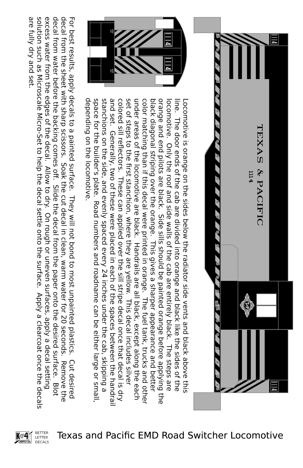 Texas and Pacific EMD Hood Diesel Black - Decal - Choose Scale – K4 ...