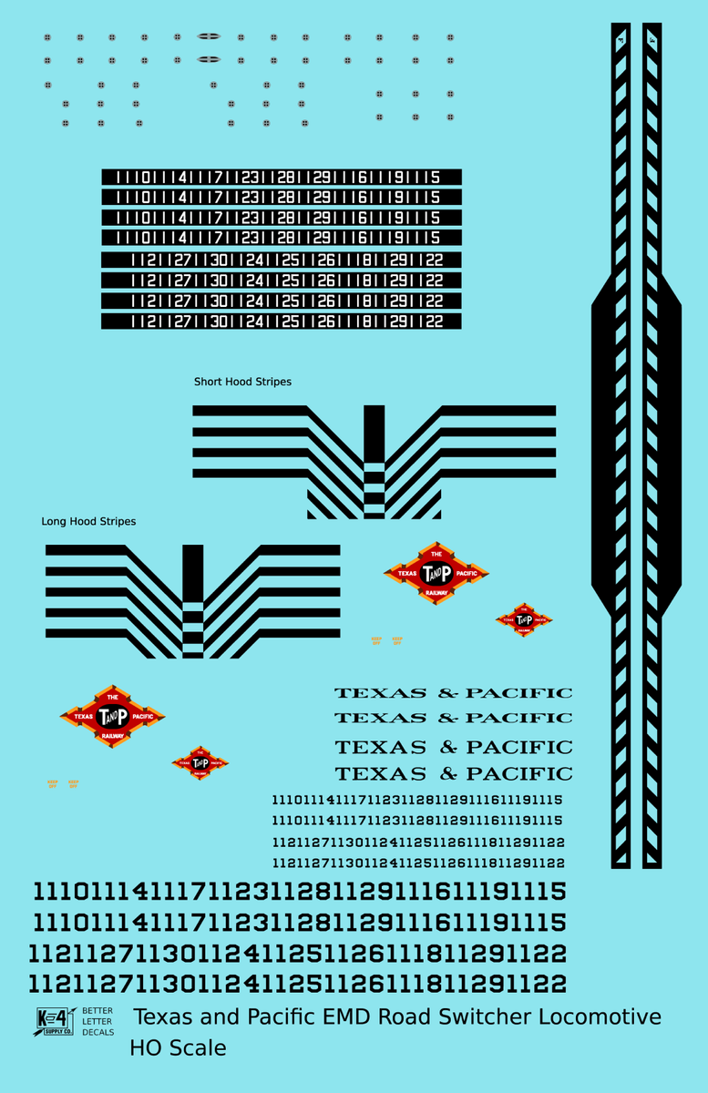 Texas and Pacific EMD Hood Diesel Black - Decal - Choose Scale – K4 ...