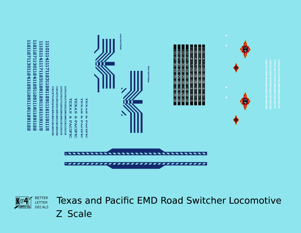 Texas and Pacific EMD Hood Diesel Blue - Decal - Choose Scale – K4 ...