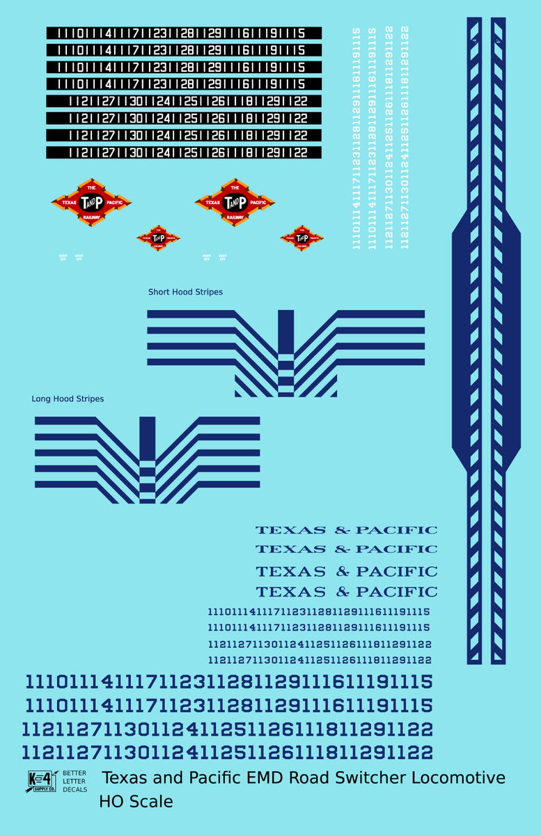 Texas and Pacific EMD Hood Diesel Blue - Decal - Choose Scale – K4 ...