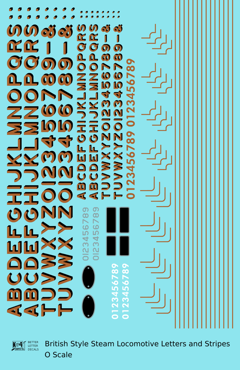 British Steam Locomotive Letters and Stripes Gold With Black Shadow ...