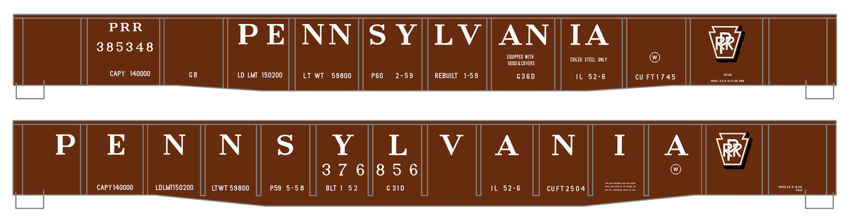 Pennsylvania Railroad Gondola White Shadow Herald - Decal - Choose Sca ...