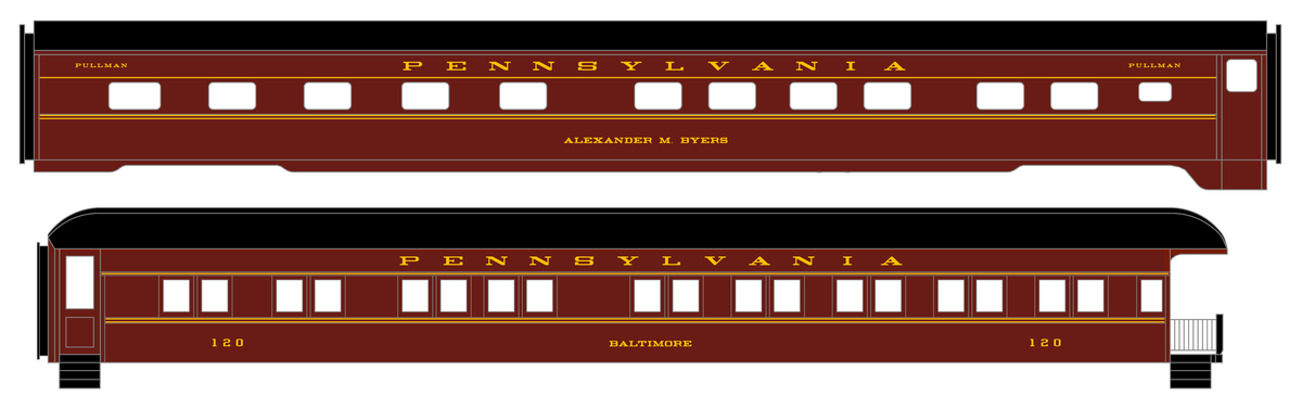 Pennsylvania Railroad Pittsburgher, Business Passenger Cars Bronze Gol ...