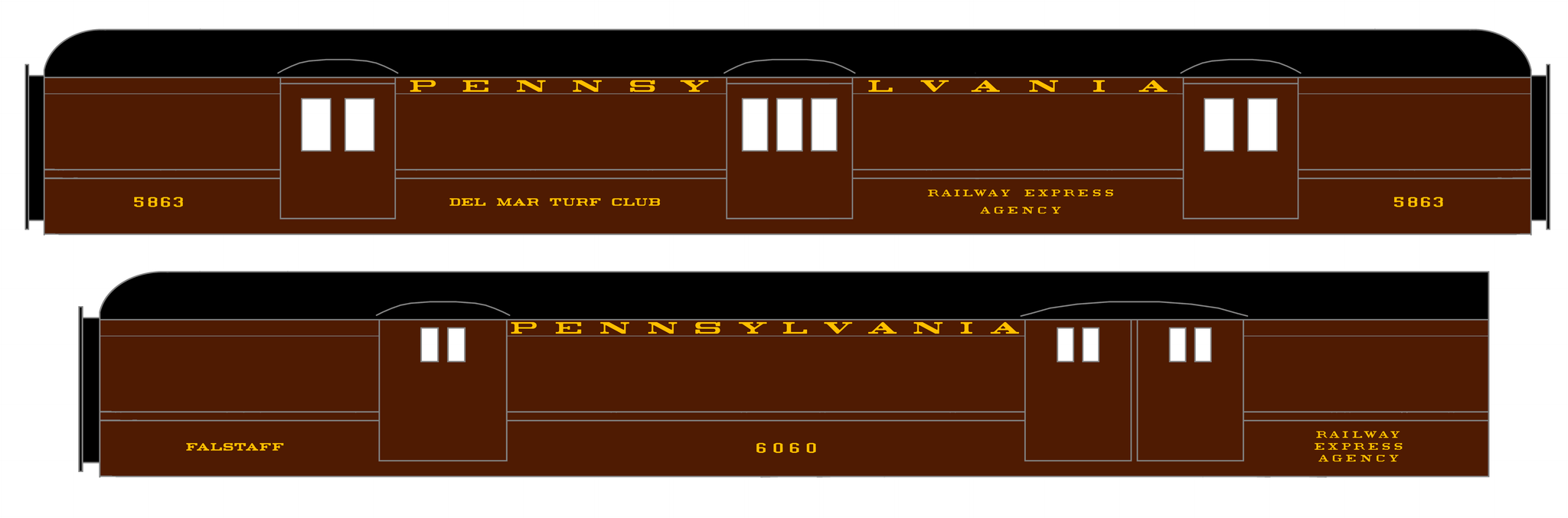 Pennsylvania Railroad Horse, Scenery Baggage Car Dulux Gold - Decal ...