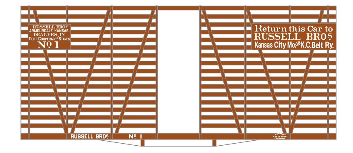 Russell Bros 36 Ft Cooperage Barrel Car White - Decal - Choose Scale ...