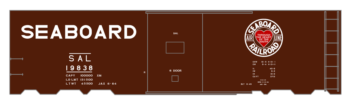 Seaboard Air Line 40 Ft Steel Boxcar White Late Scheme - Decal - Choos ...