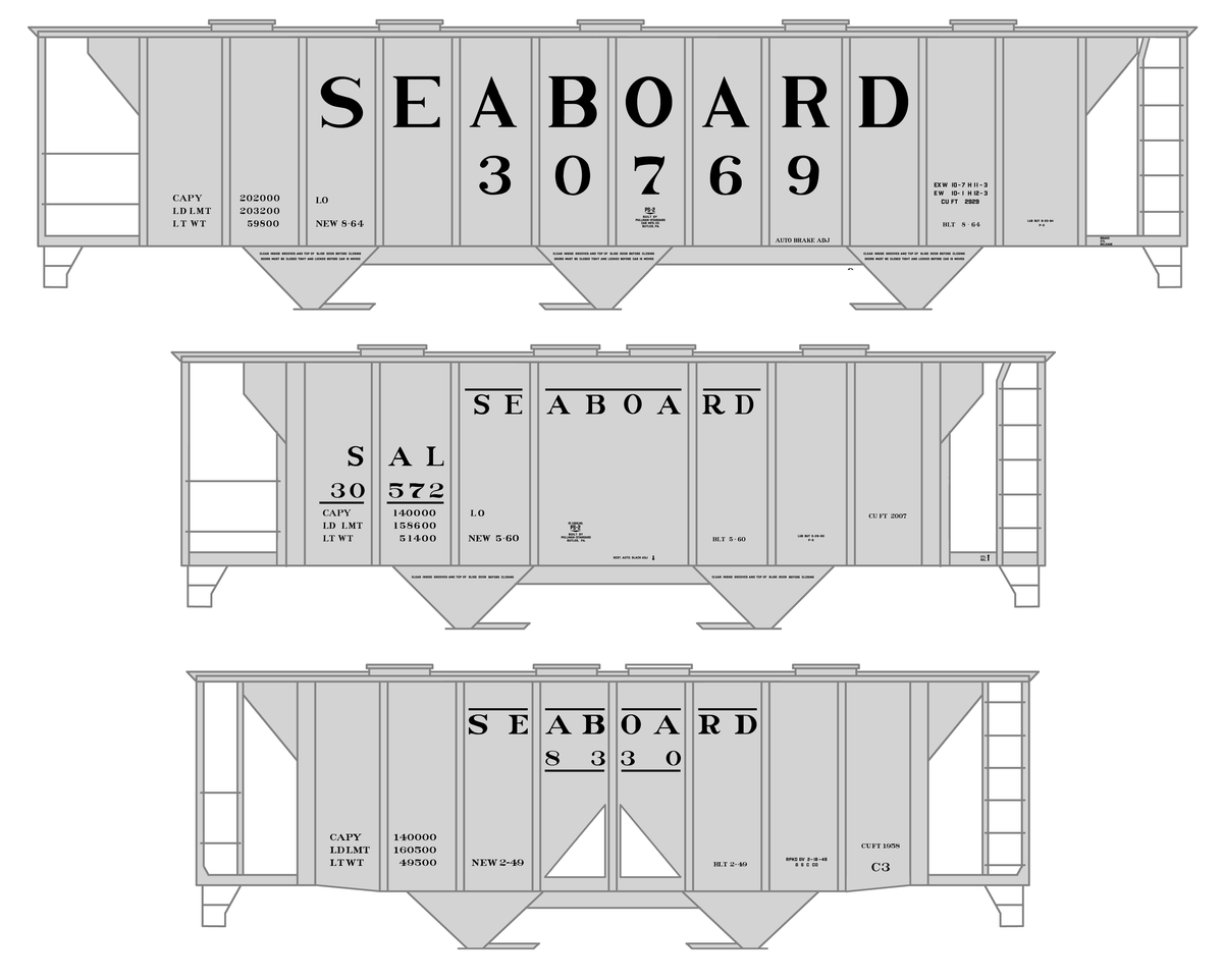 Seaboard Air Line Covered Hopper Black - Decal - Choose Scale – K4 ...